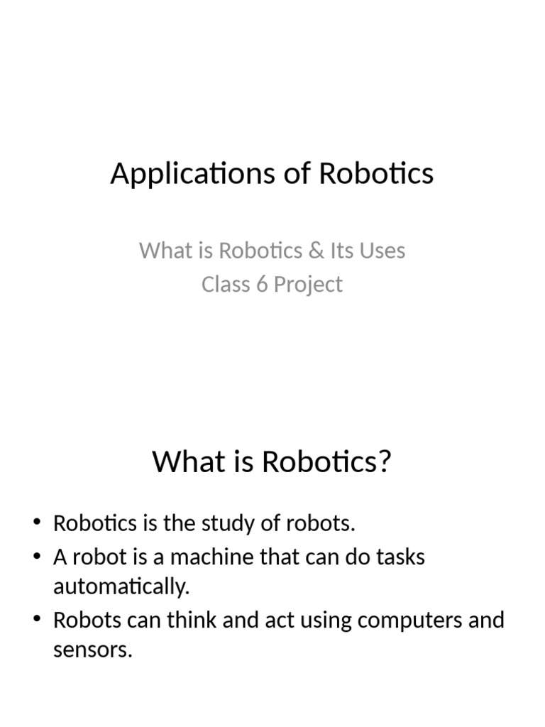 Introduction to Robotics for Class 6 | PDF