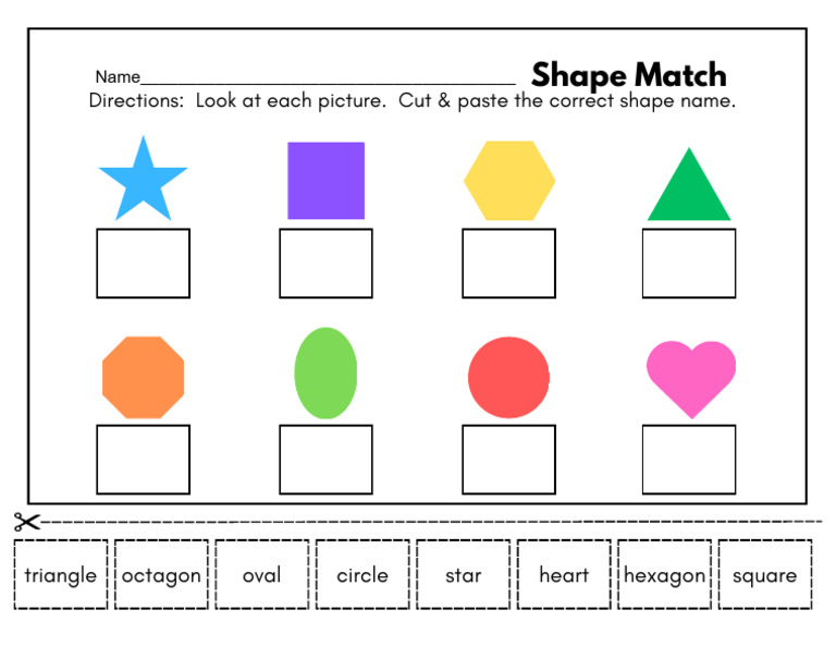 Colorful Geometric Shapes Cut and Paste Activity Worksheet | PDF