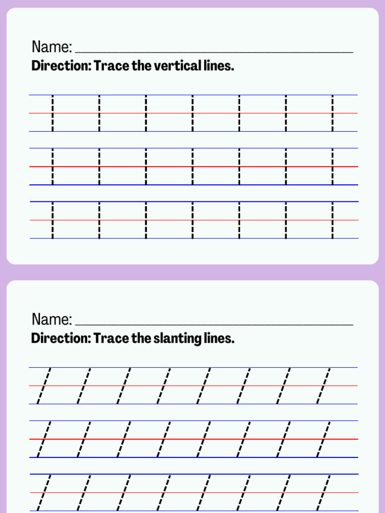 Tracing Lines Worksheet | PDF