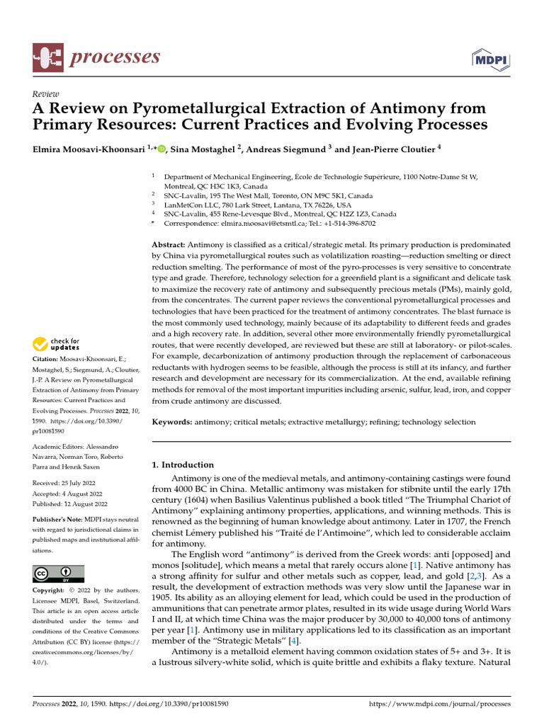 A Review On Pyrometallurgical Extraction of Antimony From Processes-10 ...