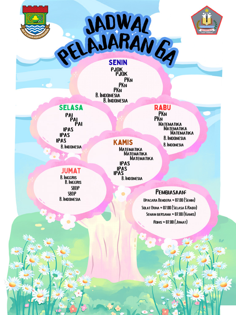 Jadwal Pelajaran Kelas 6A | PDF
