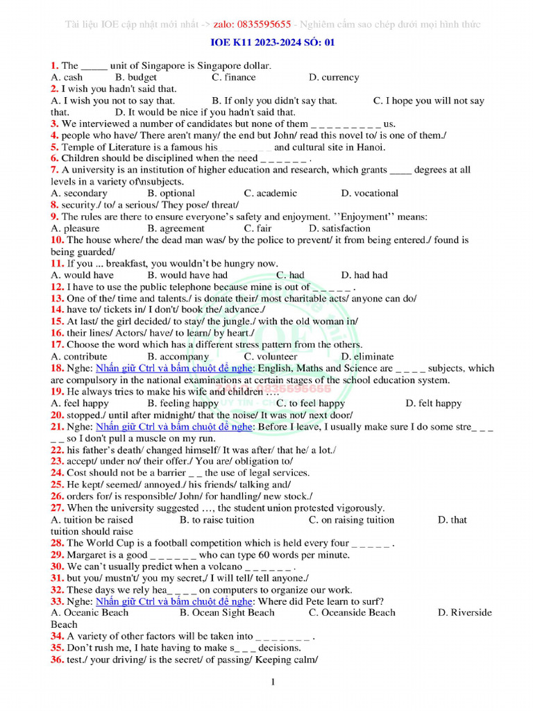 Ioe K11 2023-2024 | PDF