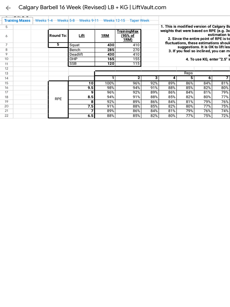 Calgary Barbell 16 Week Program Guide | PDF | Individual Sports ...