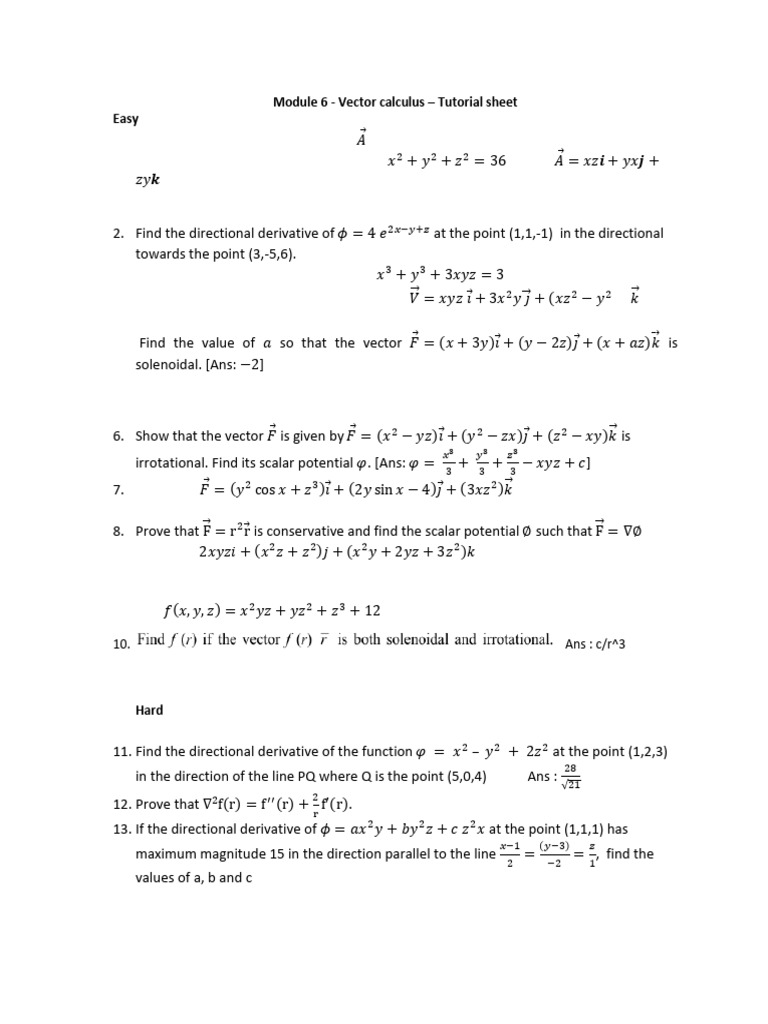 Module - 6 - Tutorial Sheet | PDF | Calculus | Algebra