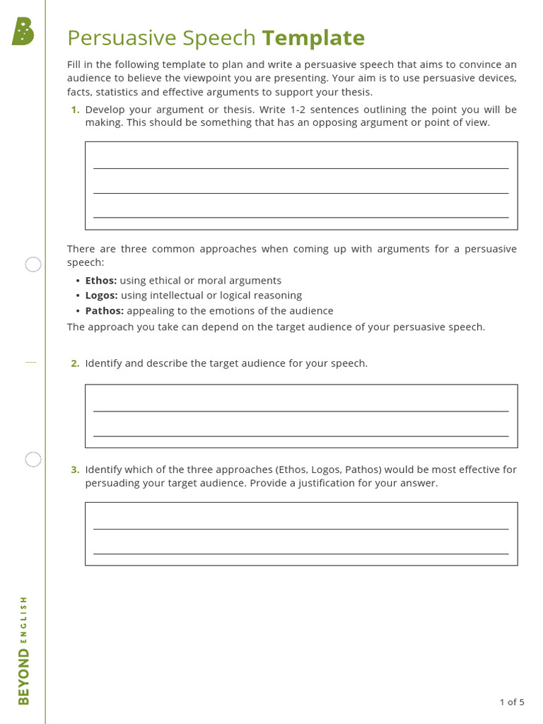 Au L 1694952262 Persuasive Speech Template Ver 1 | PDF | Rhetoric ...