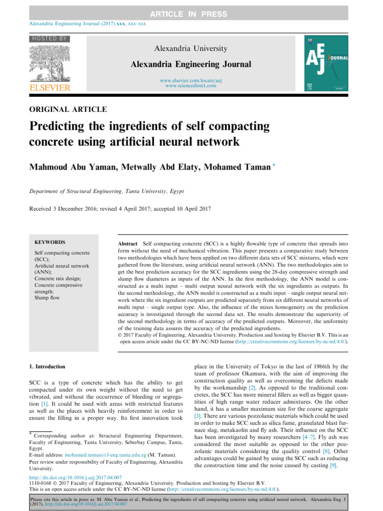 Abu Yaman, Abd Elaty, Taman - 2017 - Predicting The Ingredients of Self Compacting Concrete ...