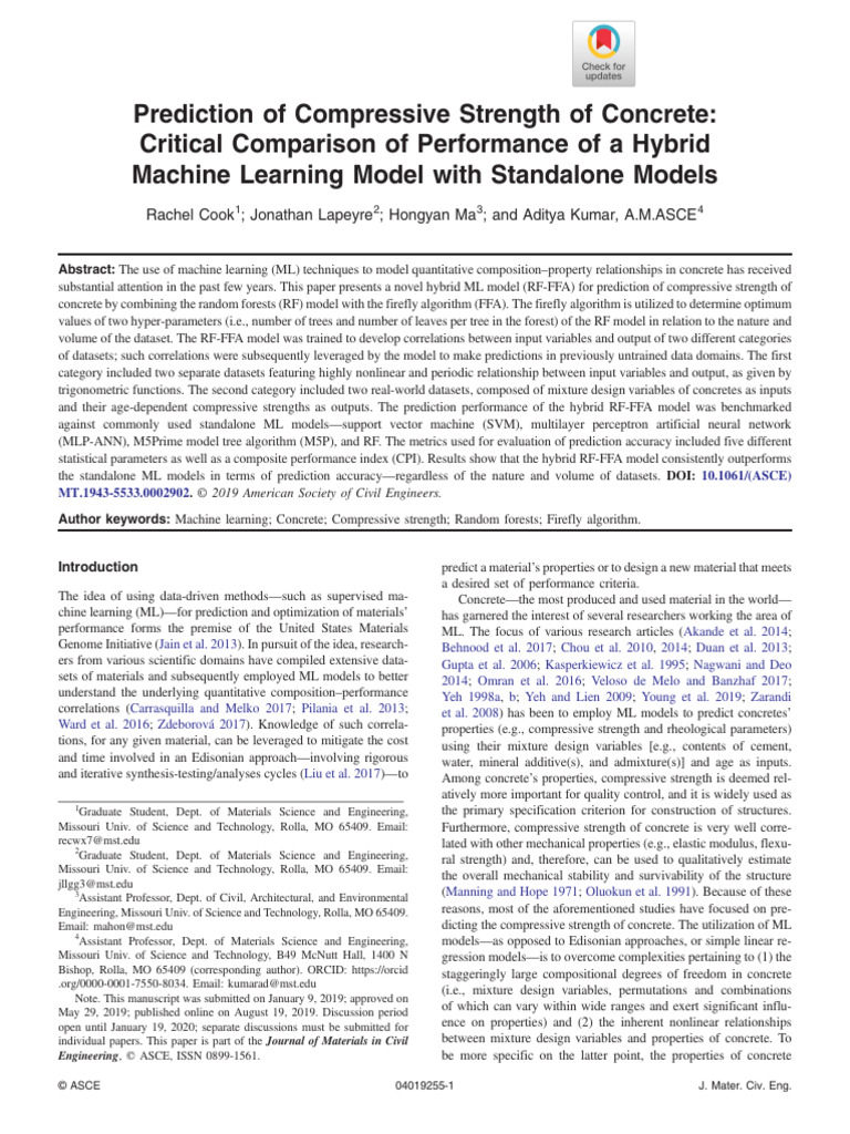 Cook Et Al. - 2019 - Prediction of Compressive Strength of Concrete Critical Comparison of ...