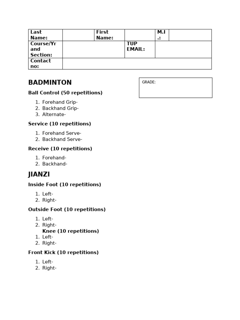 PE3 Skill Card | PDF