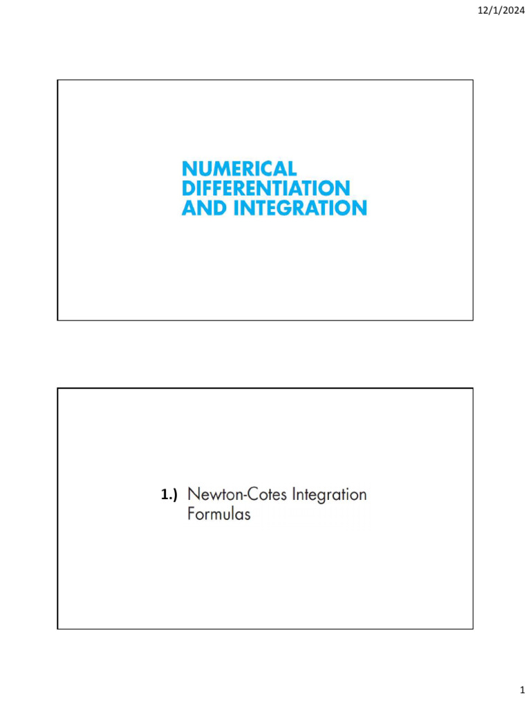 Numerical Integration and Differentiation | PDF | Integral | Polynomial