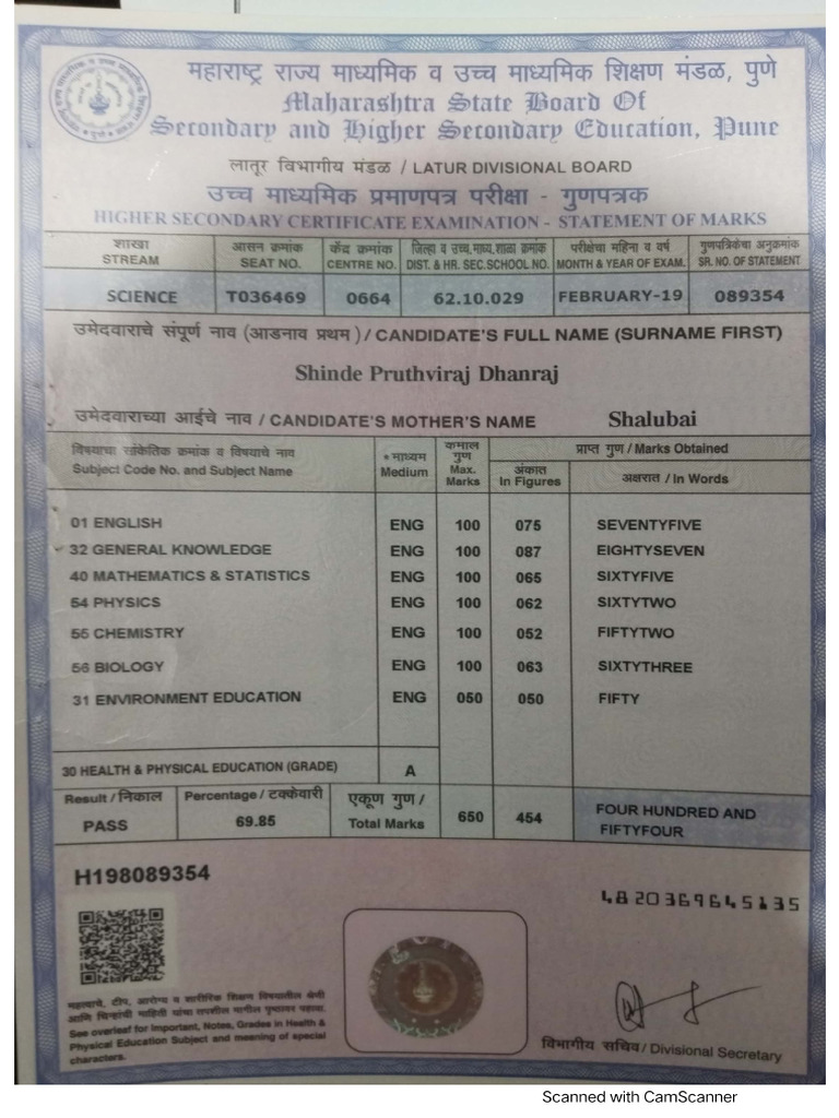 12th Marksheet PDF | PDF