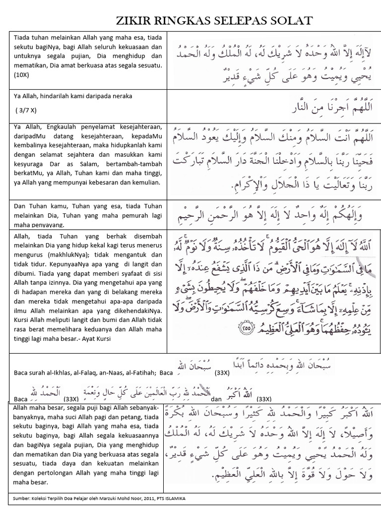 Zikir Lepas Solat2 | PDF