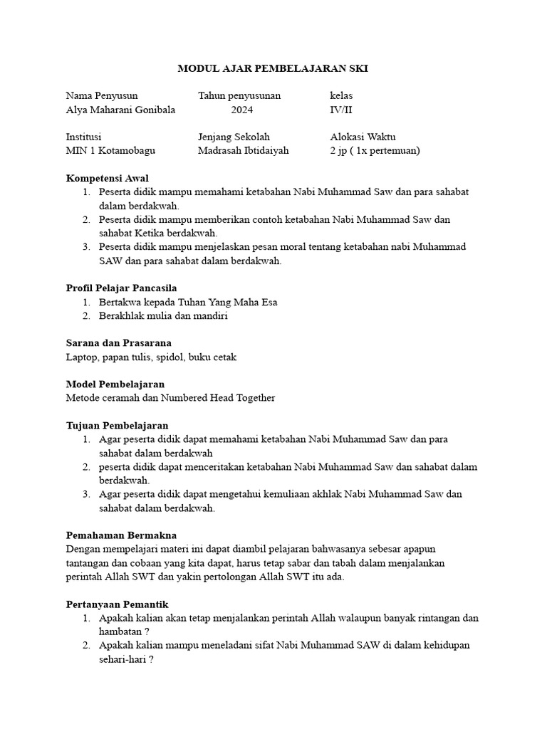 Modul Ajar Pembelajaran Ski | PDF