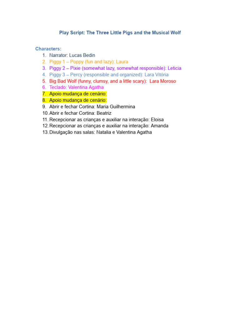 Three Little Pigs Musical Play Script | PDF | Chess Theory | Chess Openings