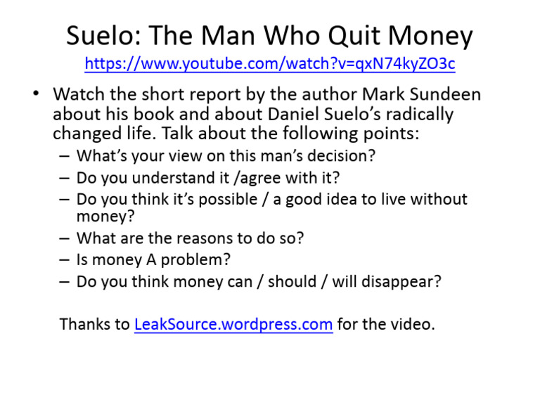 Daniel Suelo Mark Sundeen Living Without Money Advanced | PDF