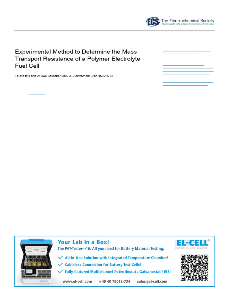 Experimental Method To Determine The Mass Transport Resistance of A ...