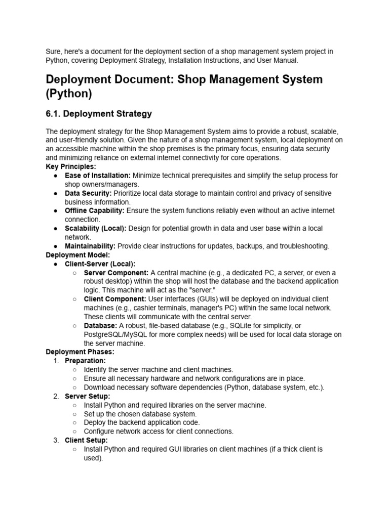 Shop Management System Deployment Guide | PDF | Point Of Sale | Databases