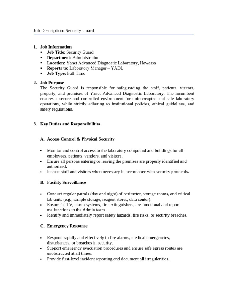 YADL Seurity Guard JD | PDF | Security Guard | Physical Security