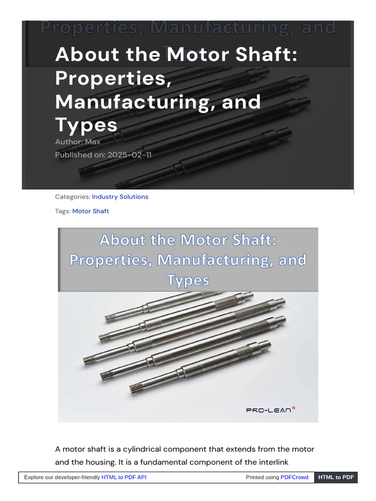 About The Motor Shaft Properties, Manufacturing, & Types - Blog | PDF ...