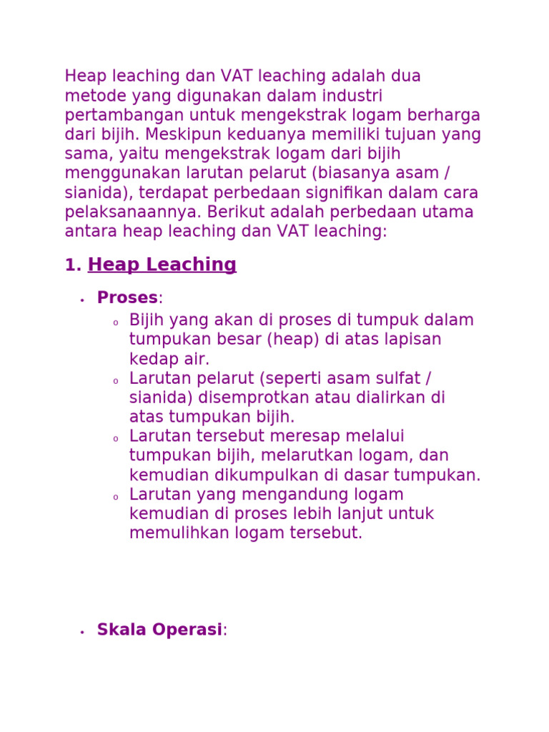 Perbandingan Heap dan VAT Leaching | PDF