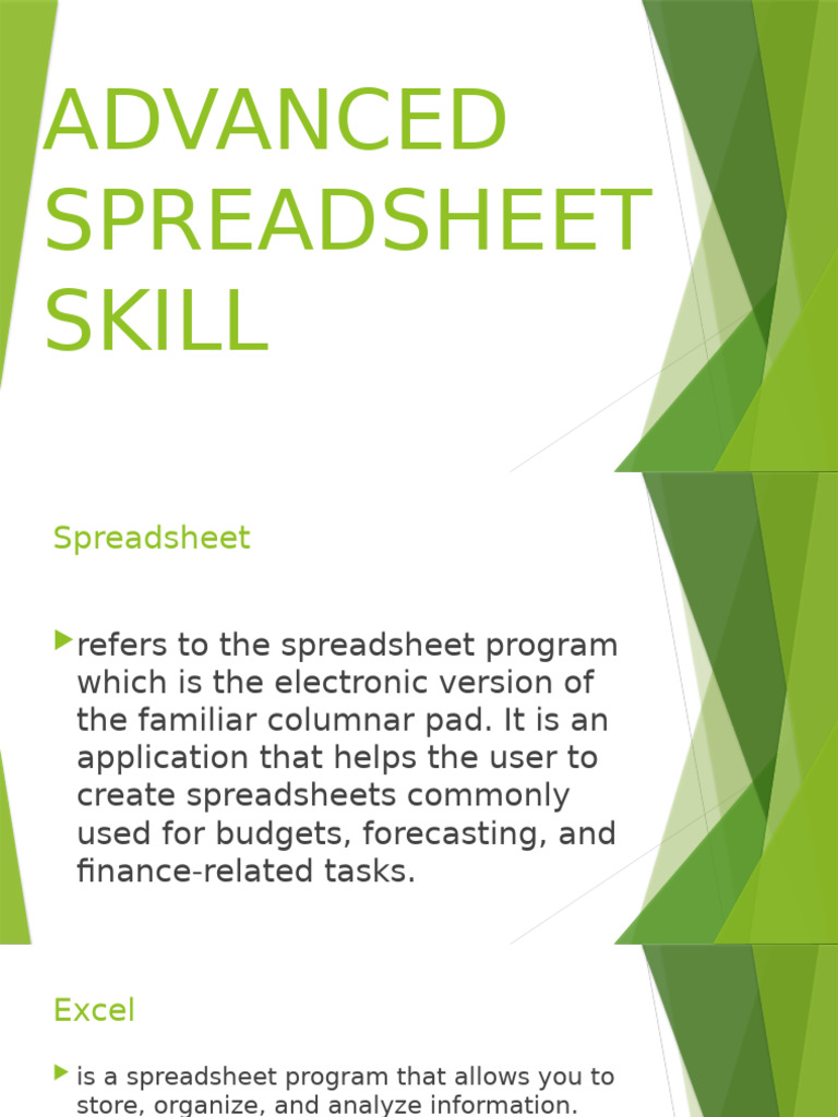 Advanced Spreadsheet Skill | PDF
