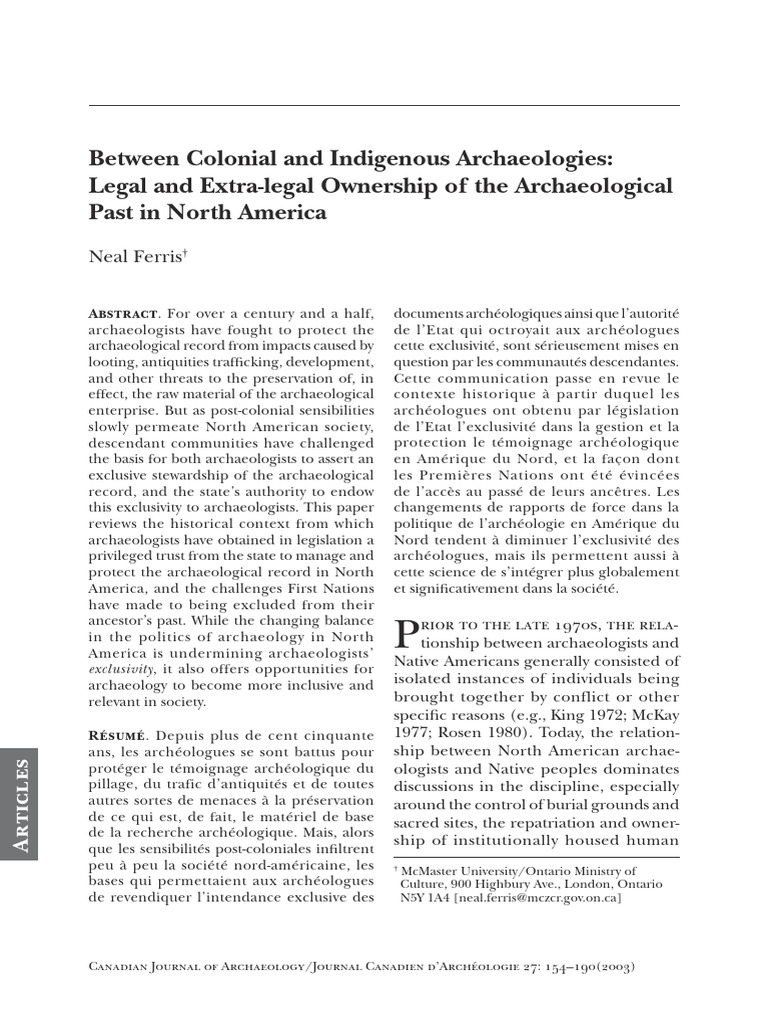 Indigenous Rights in North American Archaeology | PDF | Justice | Crime ...