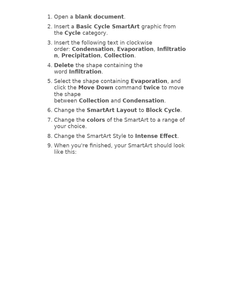 Basic Cycle SmartArt in MS Word | PDF