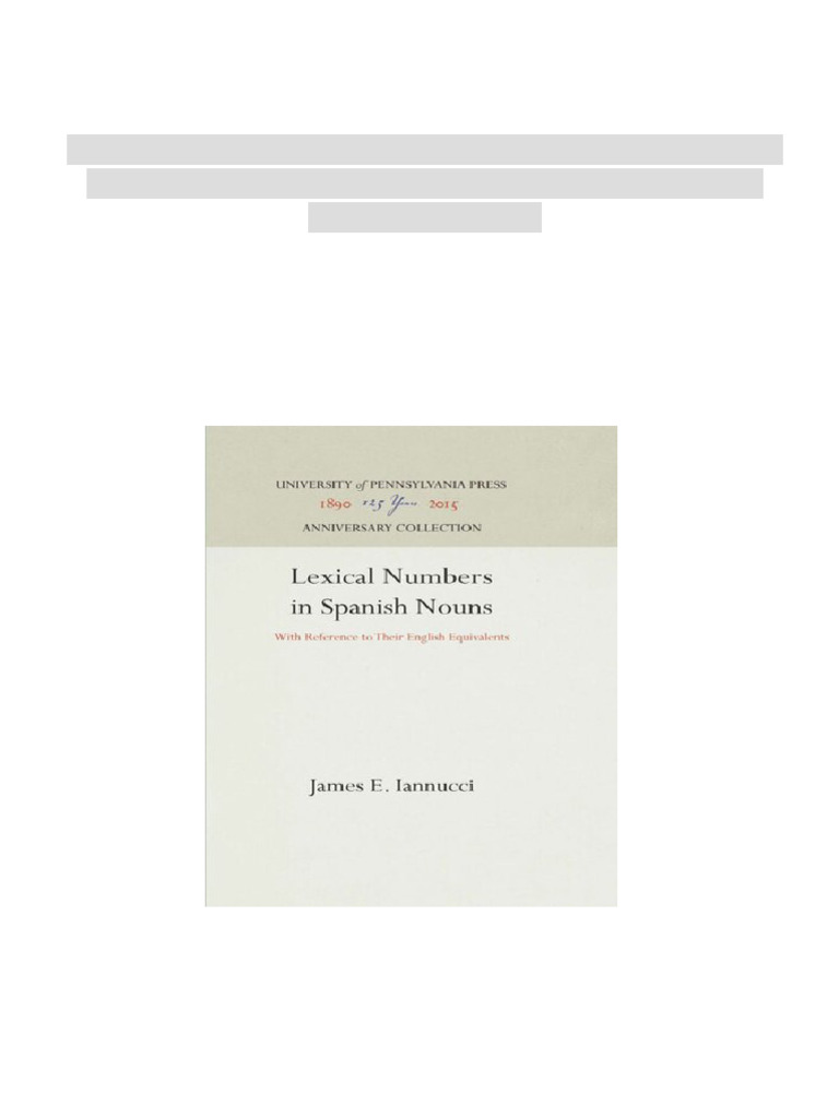 Lexical Numbers in Spanish Nouns With Reference To Their English ...