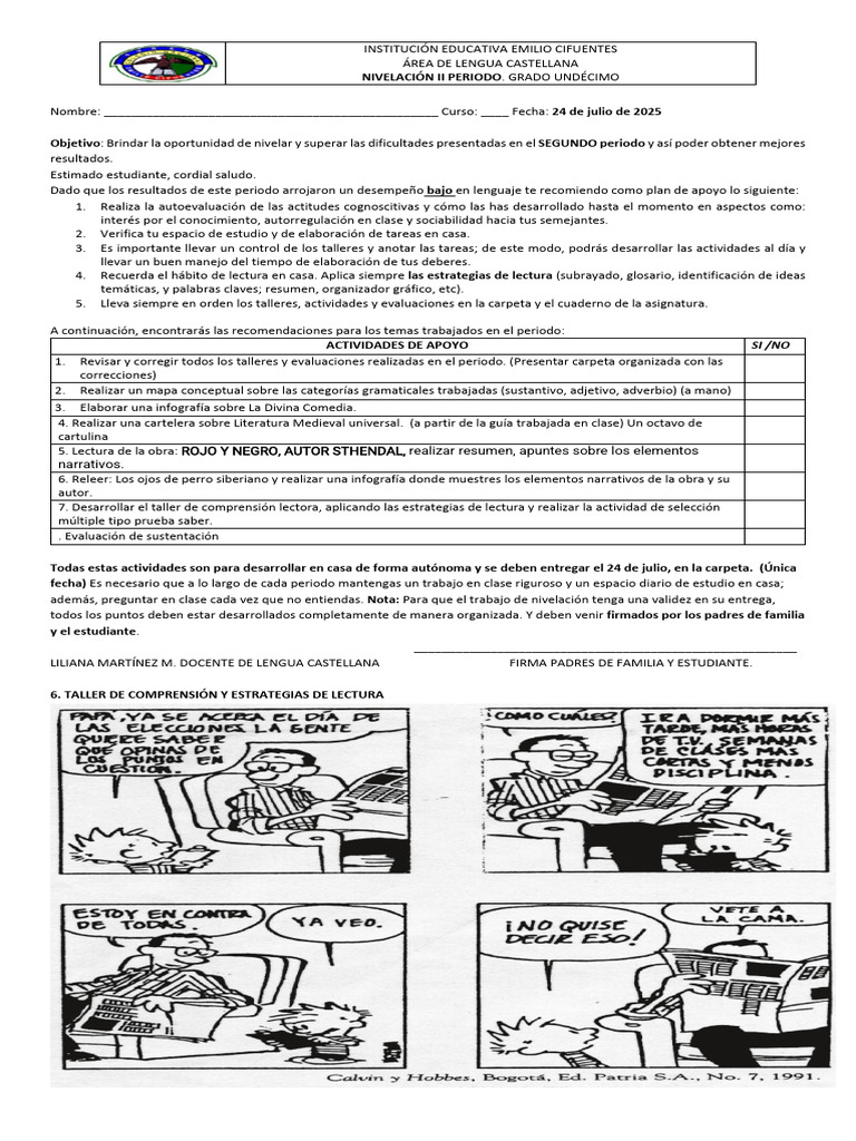 Taller Nivelaci-N 11 Segundo Periodo | PDF