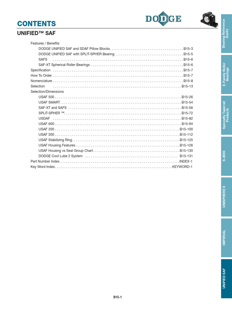 DODGE Unified SAF Bearing Guide | PDF | Bearing (Mechanical ...