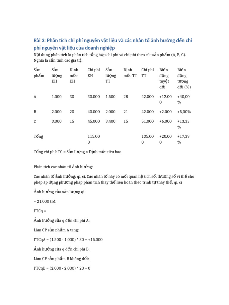 Bai Tap 3 Phan Tich Chi Phi | PDF