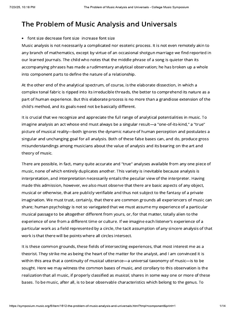 Music Analysis: Understanding Universals | PDF | Scale (Music) | Harmony