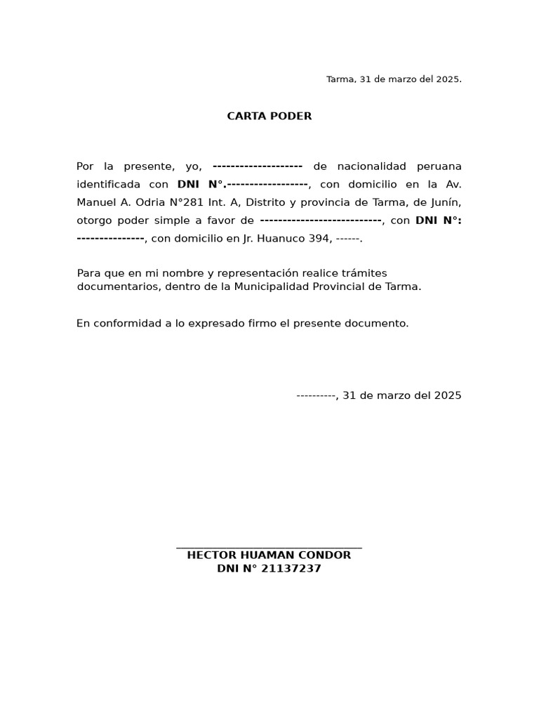 Carta Poder Simple | PDF