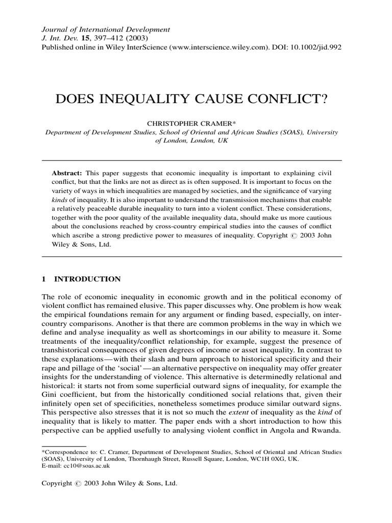 Inequality's Role in Civil Conflict | PDF | Economic Inequality ...