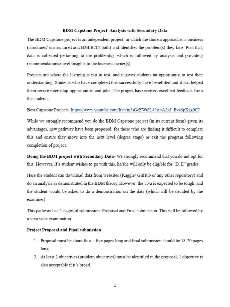 BDM Capstone Project Guidelines | PDF | Data | Cognition