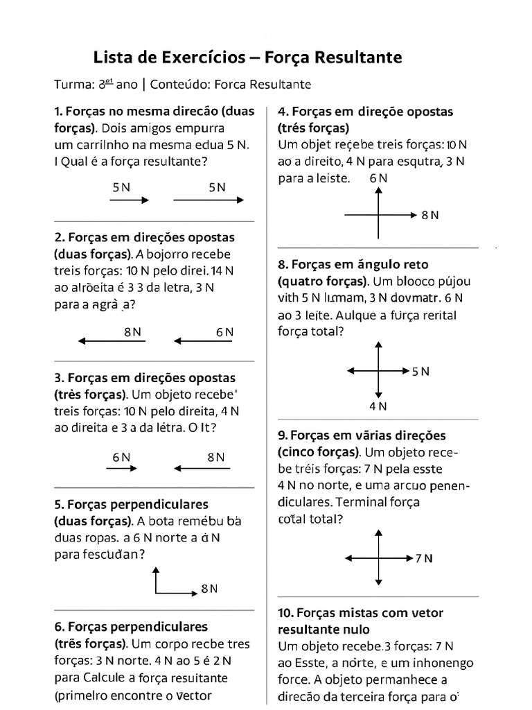 Lista de Exercicios Forca Resultante | PDF