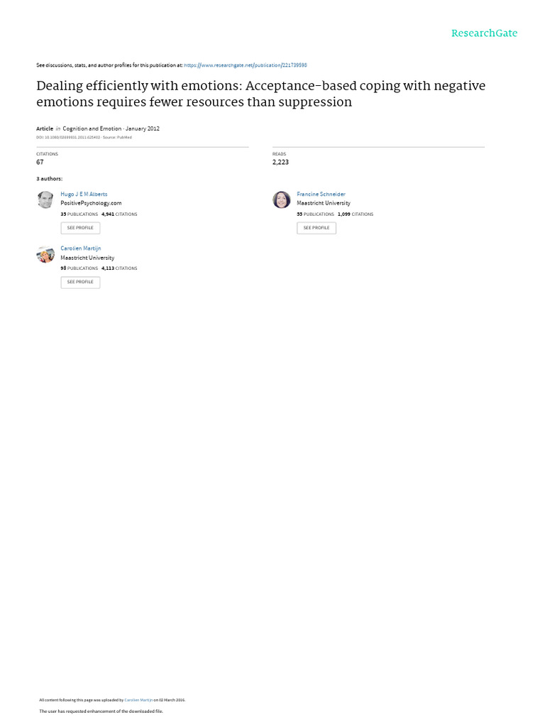 Dealing Efficiently With Emotions: Acceptance-Based Coping With ...