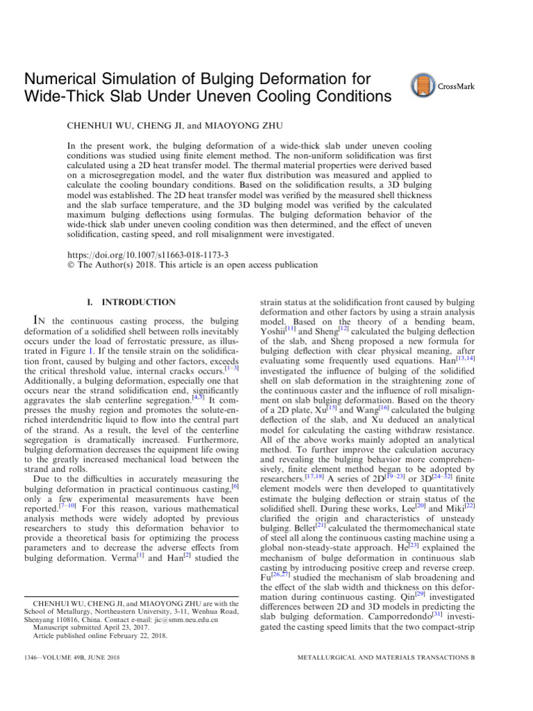 Numerical Simulation of Bulging Deformation For Wide-Thick Slab Under ...