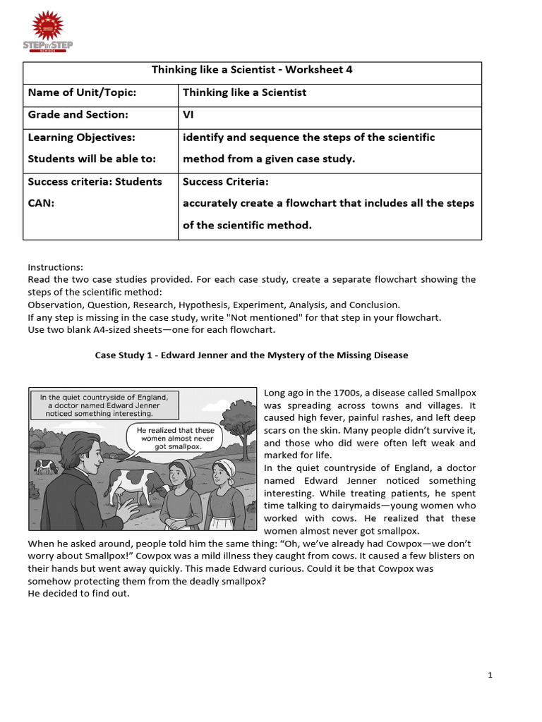 Thinking Like A Scientist - Worksheet 4 | PDF | Smallpox | Public Health