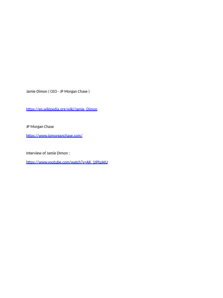 Jamie Dimon (CEO - JP Morgan Chase) | PDF