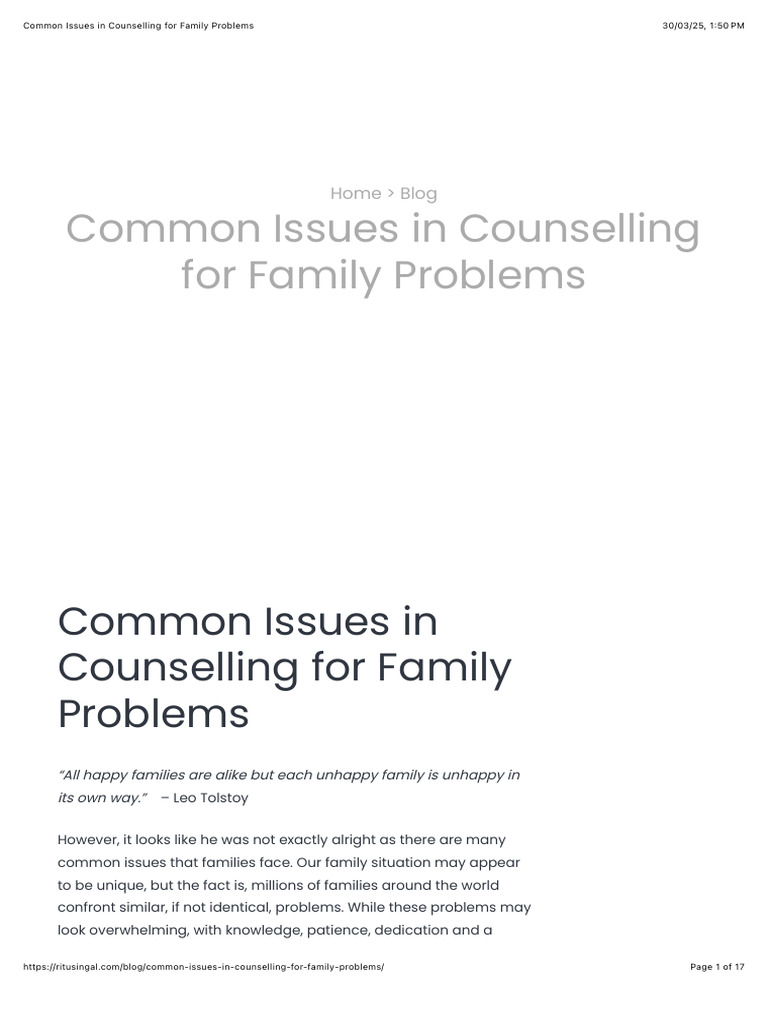 Family Counselling: Common Issues & Solutions | PDF | Anxiety | Infidelity