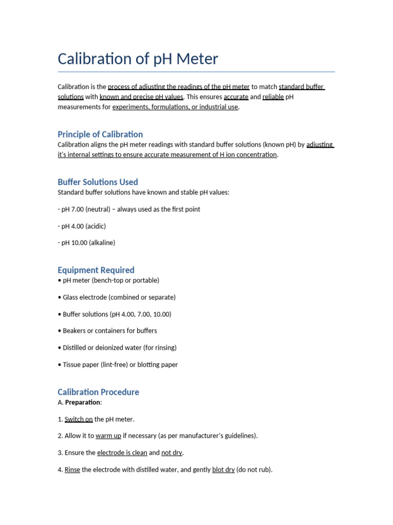 Calibration of PH Meter | PDF | Ph | Buffer Solution