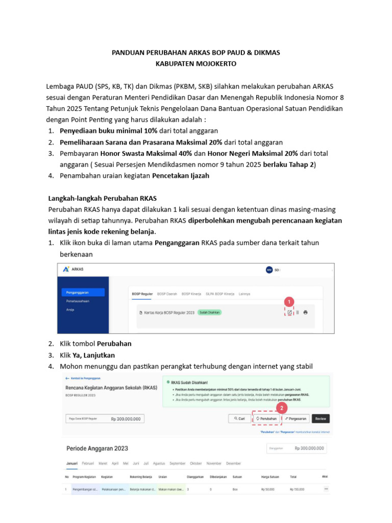 Panduan Perubahan Arkas 2025 | PDF