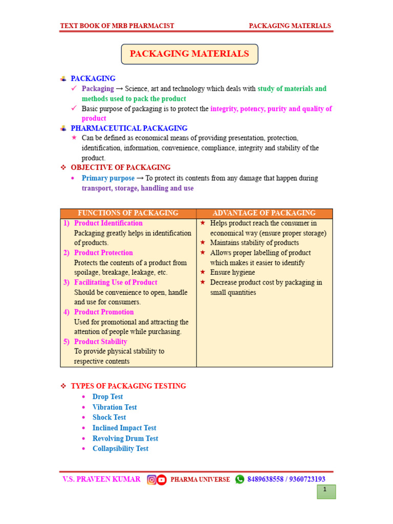 Pharmaceutical Packaging Materials Guide | PDF | Glasses | Plastic