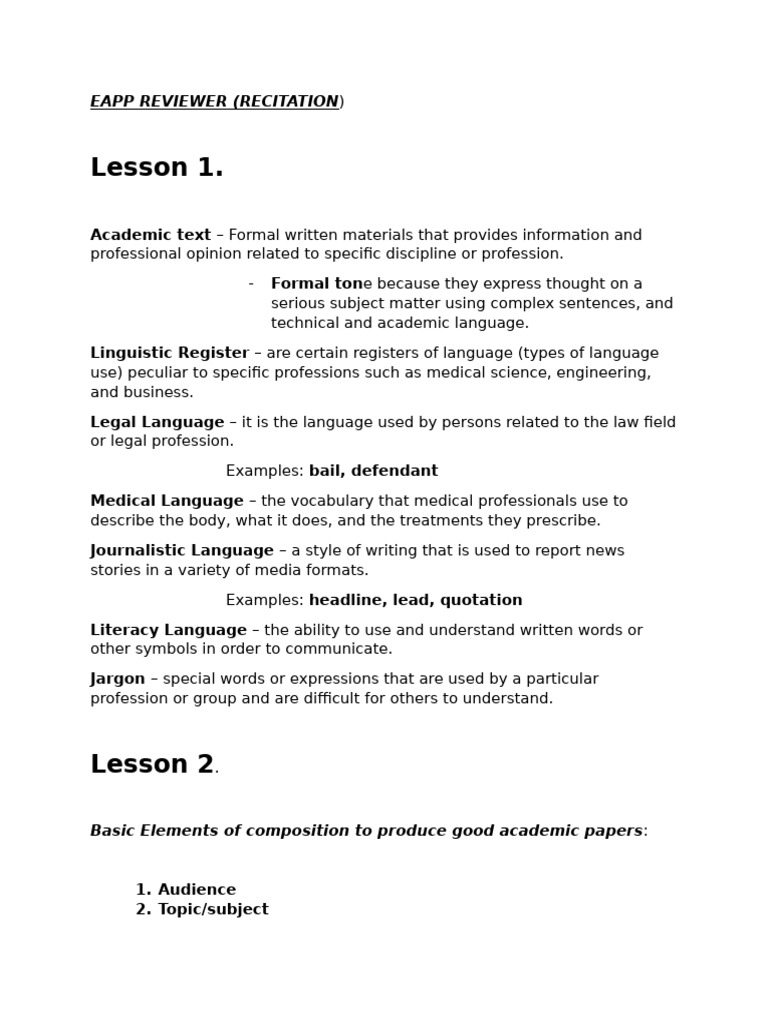 Eapp-Reviewer Grade 11 Quarter 1 Topics | PDF | Essays | Thesis