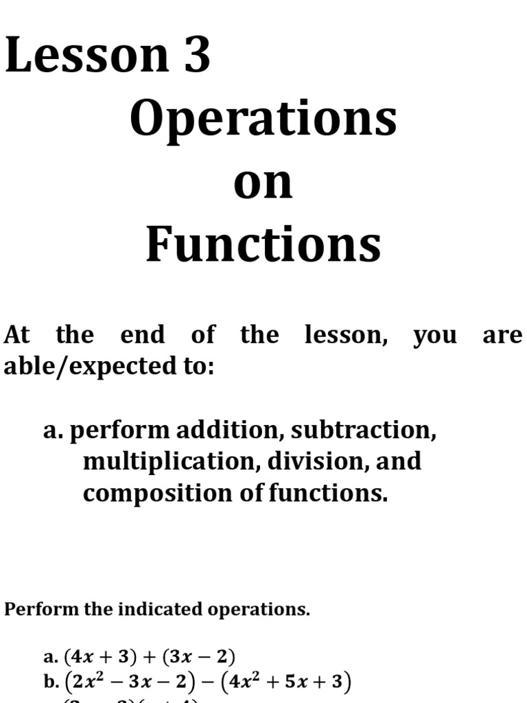 GEN MATH Lesson-3-Operations On Functions | PDF | Polynomial ...