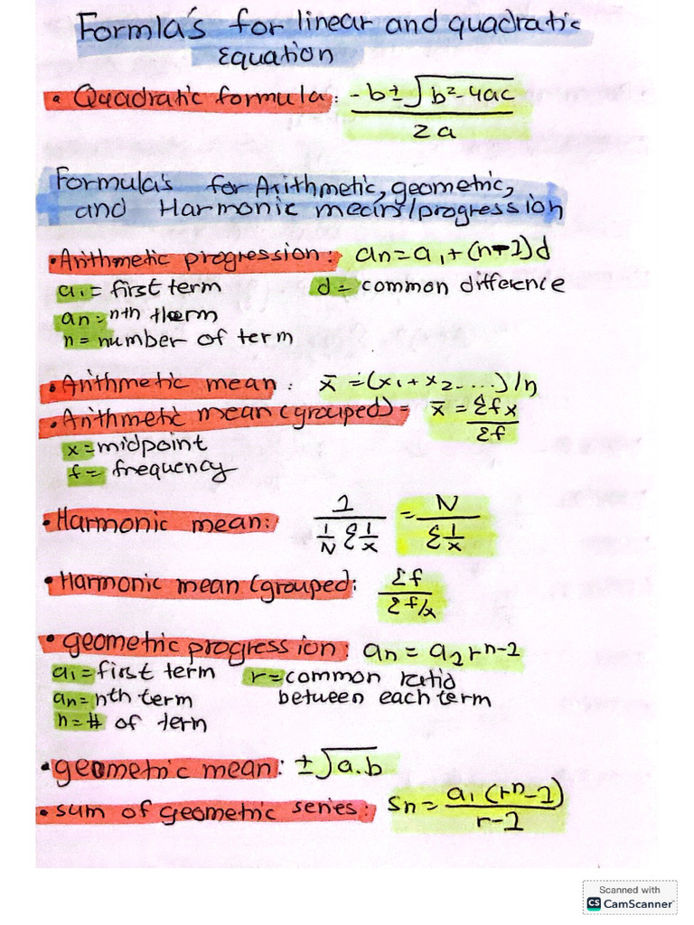 Math Formulas | PDF