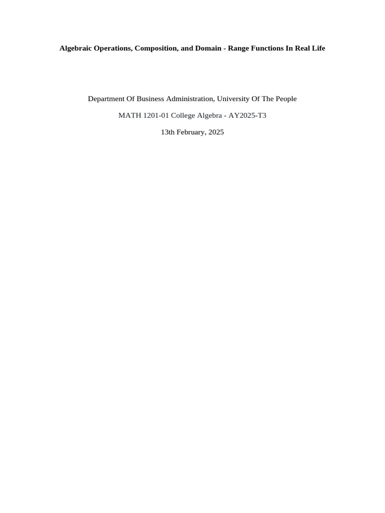 Algebraic Operations, Composition, and Domains-Ranges of Functions | PDF | Function (Mathematics ...