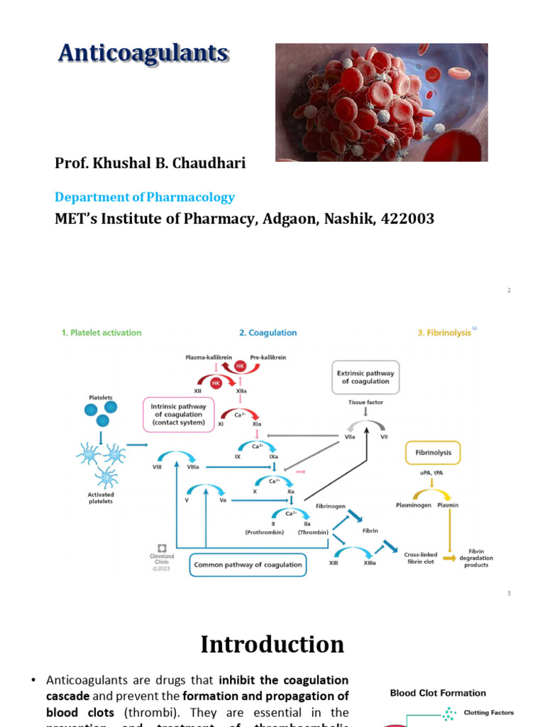 Anticoagulants Notes Word PDF | PDF | Thrombosis | Coagulation