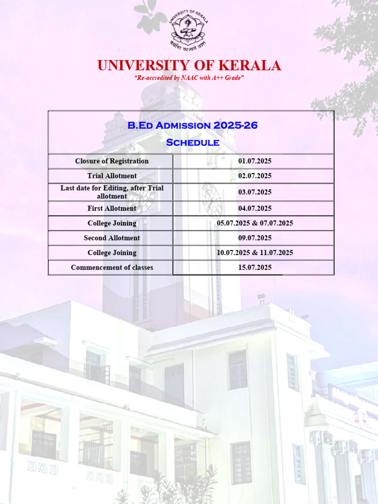 Schedule Bed2025 28062025 | PDF