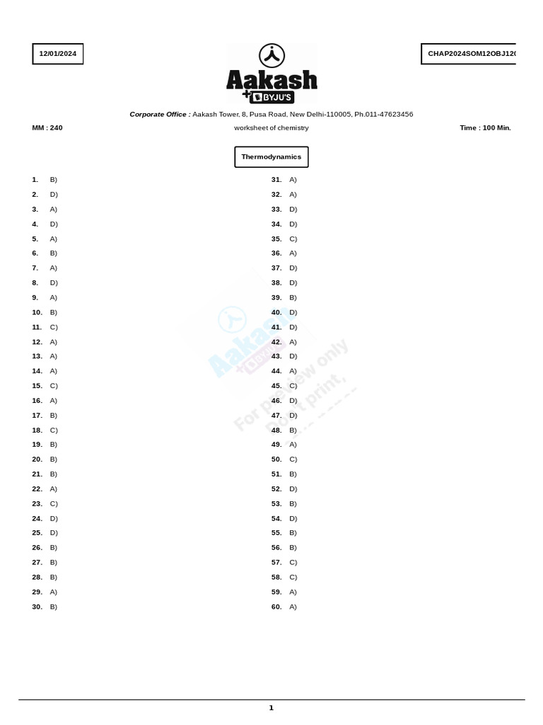 Worksheet Thermodynamics Ans | PDF | Thermodynamics | Applied And Interdisciplinary Physics